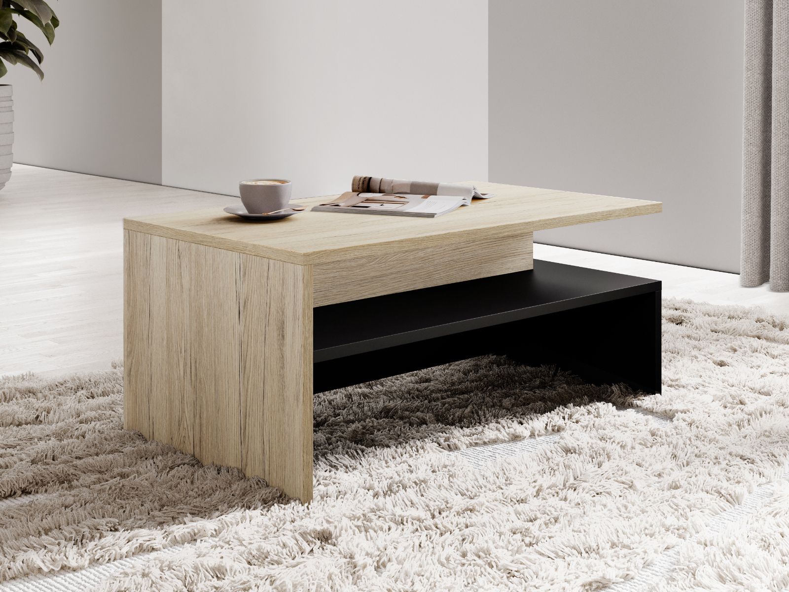 Meuble tv-hifi MARLEY 1 porte battantes 105 cm chêne blanchi sans table ...