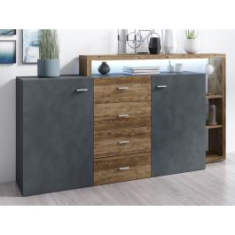 Buffet BOTSWANA 2 portes 4 tiroirs matera/chêne appenzeller – Meuble ...