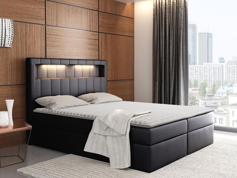 Lit à ressorts ASPYRA 180x200 cm noir