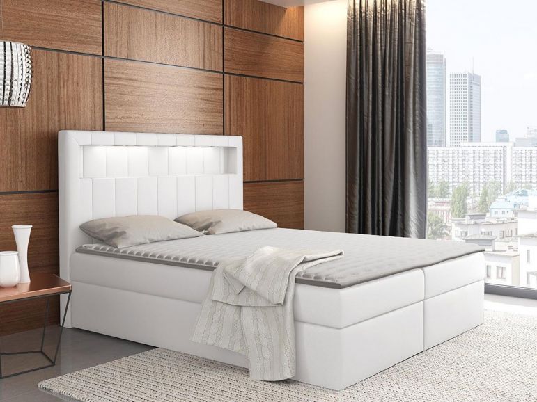 Lit à ressorts ASPYRA 160x200 cm blanc